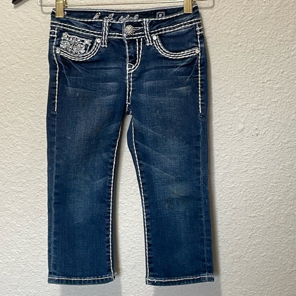 Bottoms | L A Idol Girls Rhinestone Embellished Blue Capris Good ...